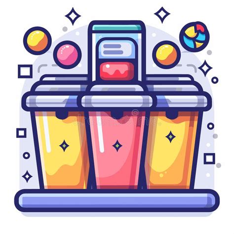 Cartoon Drawing Of A Colorful Container With A Red And Yellow Lid Stock