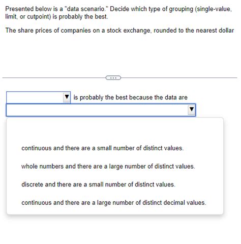 Solved Presented Below Is A Data Scenario Decide Which