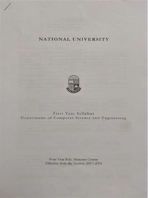 Nu Cse 1st Year Syllabus Pdf