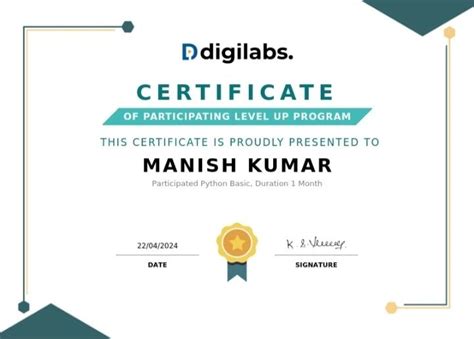 Manish Kumar M On Linkedin Python Digilabs Certification Levelup