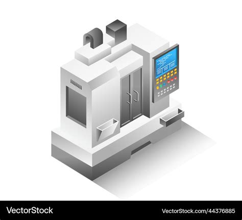 Flat Isometric Concept Cnc Milling Machine Vector Image