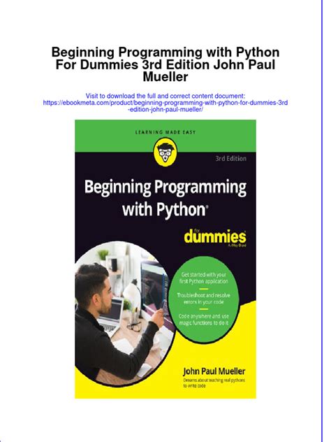 Dơnload Beginning Programming With Python For Dummies 3rd Edition John