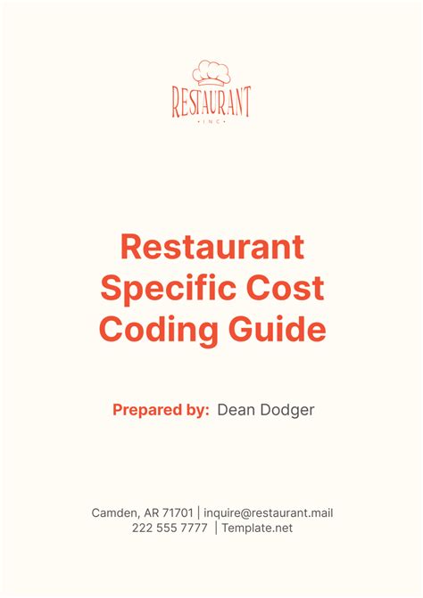 restaurant specific cost coding guide template edit online and download