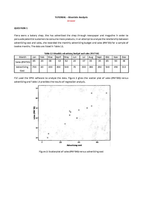 Sta404 Tutorial 5 Bivariate Analysis Solution Tutorial Bivariate Analysis Answer Question 1