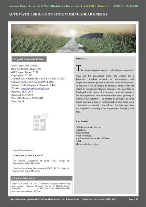 pdf automatic irrigation system using solar energy · automatic