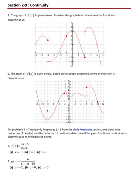 solved section 2 9 continuity 1 the graph of f x is given