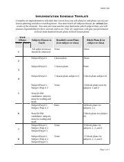 Effective Implementation Schedule Template For Lesson Planning Course Hero