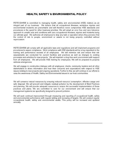 2 1 Hse Policy Download Free Pdf Occupational Safety And Health