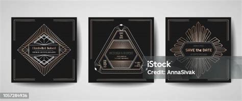 저장 날짜 금 형상 프레임 초대장 카드 컬렉션 웨딩 한 아트 데코 럭셔리 벡터 세련 된 커버 그래픽 포스터 1920 브로셔 디자인 서식 파일 0명에 대한 스톡 벡터 아트 및
