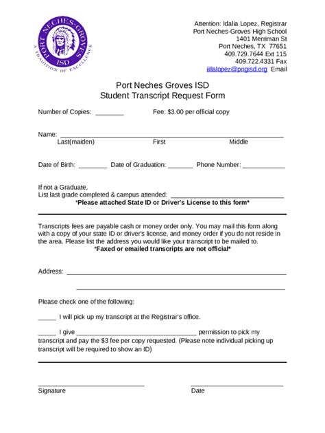 Transcript Request Doc Template Pdffiller