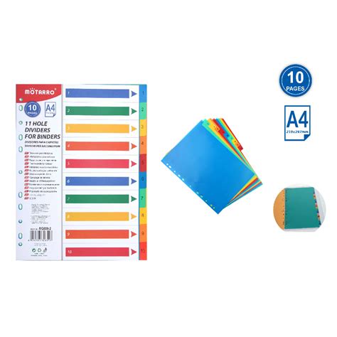 อินเด็กซ์พลาสติก ที่คั่นเอกสาร Index แบ่งตามหัวข้อ 11 รู A4 มีให้เลือก 10 20 31 หน้า Motarro