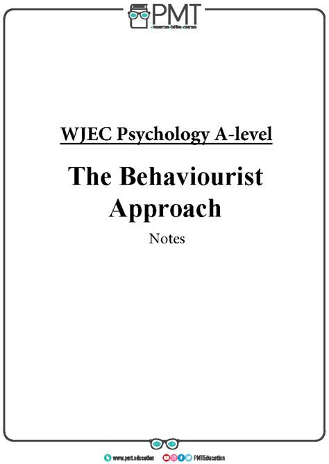 Detailed Notes Behaviourism Wjec Psychology A Level Notes The