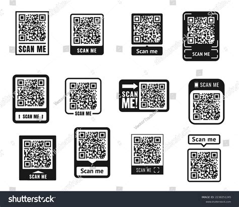 Scan Me Qr Code Sticker Icons Stock Vector Royalty Free 2238251245
