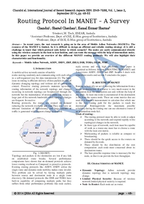 Pdf Routing Protocol In Manet A Survey