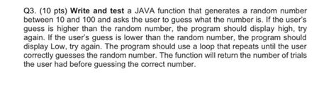 solved q3 10 pts write and test a java function that