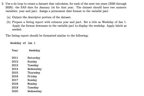 2 Use A Do Loop To Create A Dataset That Calculates