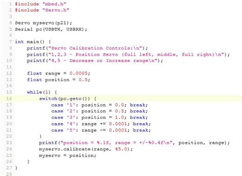 servo motor connected to mbed nxp lpc1678 question mbed