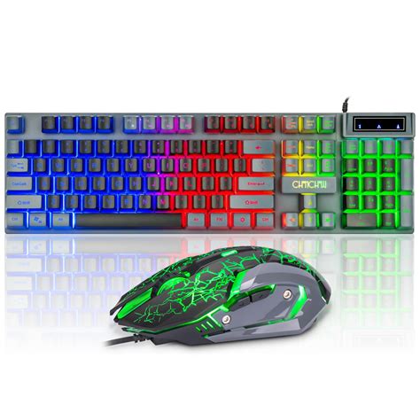 Chonchow Gaming Keyboard And Mouse Combo Rgb Led Backlit Usb Wired Key Board 3200dpi Mice