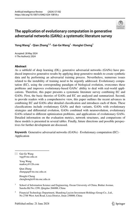 Pdf The Application Of Evolutionary Computation In Generative