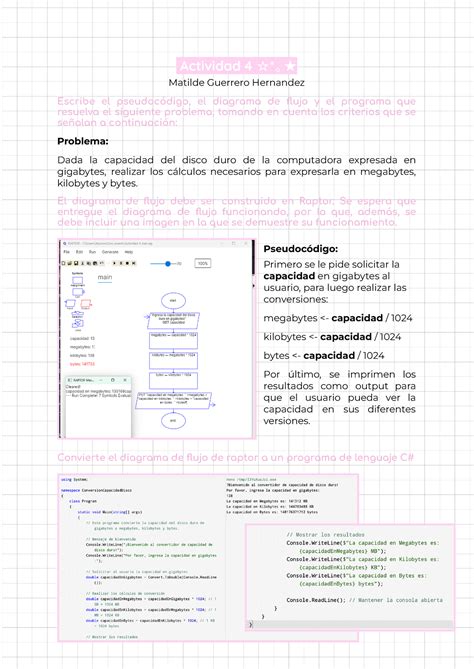 Actividad Actividad Matilde Guerrero Hernandez Escribe el pseudocódigo el