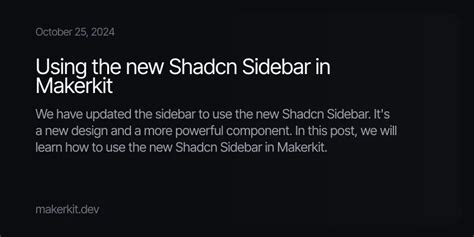 Using The New Shadcn Sidebar In Makerkit