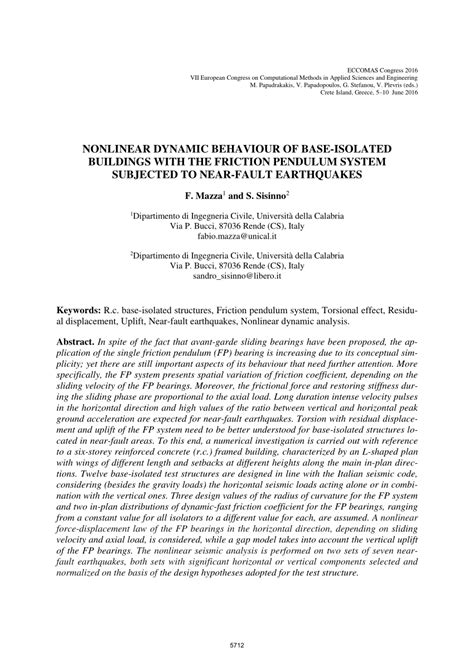 Pdf Nonlinear Dynamic Behaviour Of Base Isolated Buildings With The