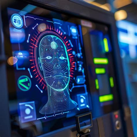 A Closeup Of A Biometric Security System With Fingerprint And Facial Recognition Premium AI