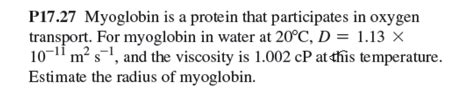 Solved P17 27 ﻿myoglobin Is A Protein That Participates In