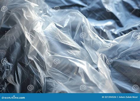 Crumpled Plastic Texture Background Wrinkled Plastic Trash Bag Closeup Abstract Plastic Sheet