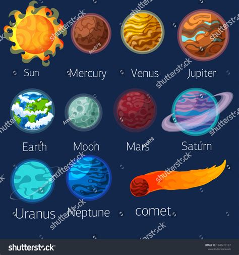 Planets Solar System Vector Set Illustration เวกเตอร์สต็อก ปลอดค่า