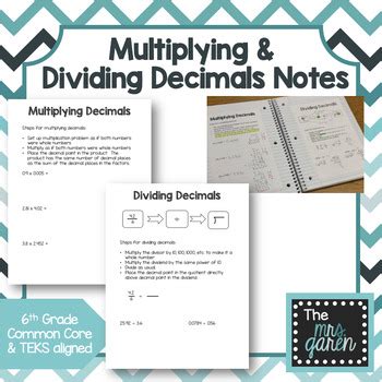 Multiplying And Dividing Decimal Notes By The Mrs Garen TPT
