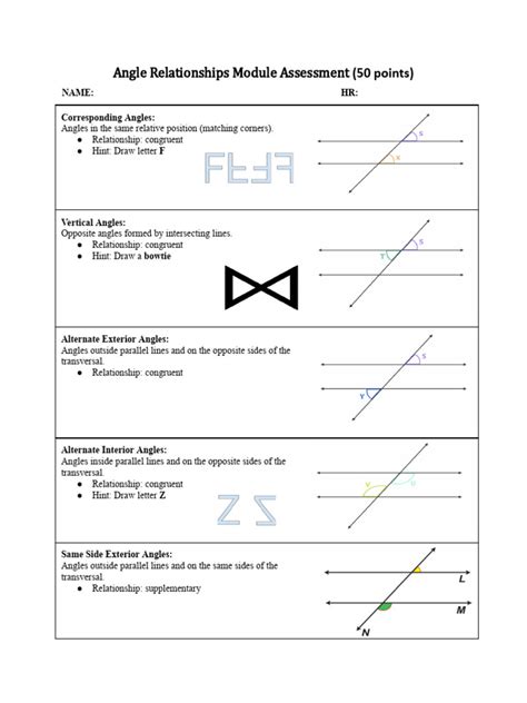 Angle Relationships Module Assessment Pdf