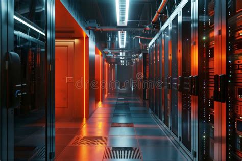 Modern Server Internet Networks Photo Of A High Tech Data Center With Rows Of Servers And