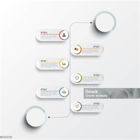 3d 종이 레이블 통합 된 원형 벡터 Infographic 템플릿 사업 개념 6 옵션입니다 콘텐츠 다이어그램 순서도 단계 부품