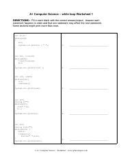 Whileloops Worksheet Java Aplus Pdf A Computer Science While Loop Worksheet DIRECTIONS