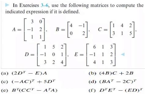 solved in exercises 3 6 use the following matrices to