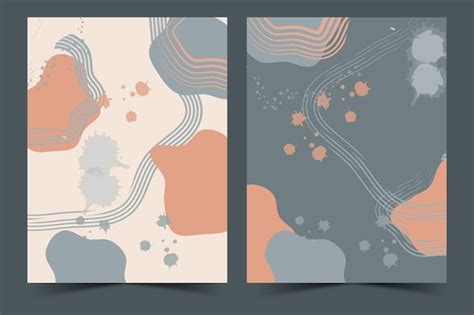 Premium Vector Abstract Art Cover Set With Blobs Shapes And Lines In Vector