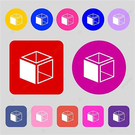 A D Cube Icon With Colored Buttons In Flat Design And Vector Format Vector Additive Sign