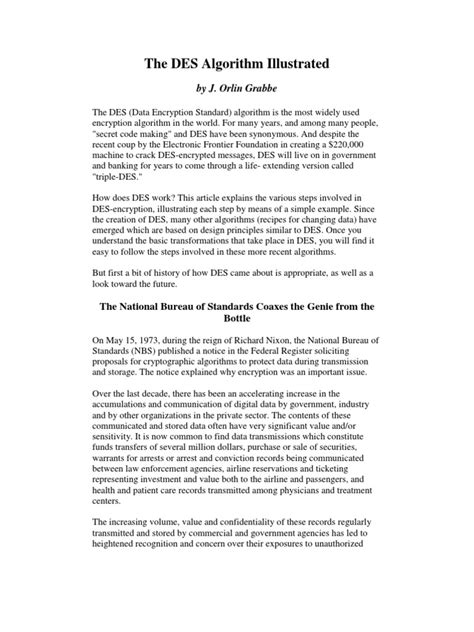 the des algorithm illustrated pdf cryptography encryption
