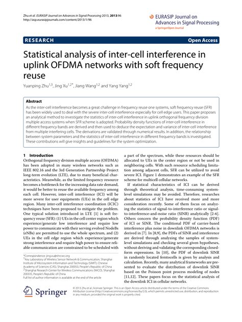 Pdf Statistical Analysis Of Inter Cell Interference In Uplink Ofdma Networks With Soft