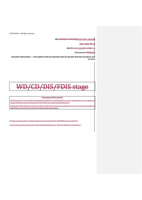 ISO DTS Genomics Informatics Description Rules For Genomic Data For Genetic Detection