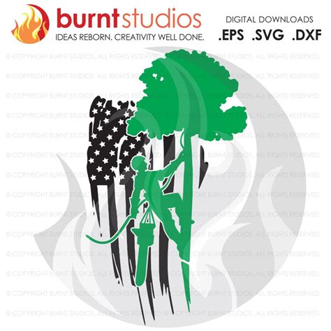 SVG Cutting File Tree Trimmer On USA Grunge Flag With Tree Leaves United States Of America