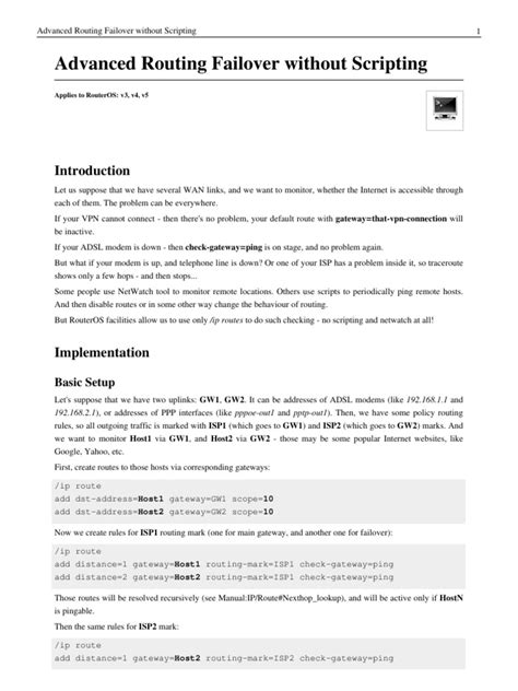 Advanced Routing Failover Without Scripting Pdf Router Computing