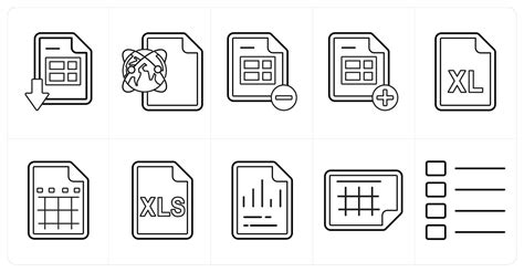 a set of 10 mix icons as download excel sheet global sheet remove