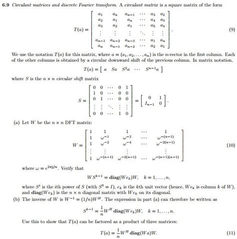 Circulant Matrices And Discrete Fourier Chegg Com