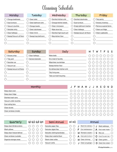 Cleaning Schedule Checklist Artofit