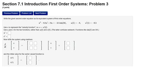 Solved Section 7 1 Introduction First Order Systems Problem Chegg Com