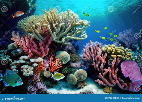 Beautiful Colorful Coral Belize Barrier Reef Stock Illustration