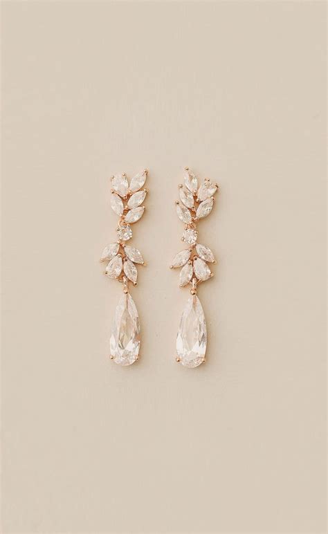 Crystal Bruids Oorbellen Bruiloft Sieraden Swarovski Rose Etsy Rose Gold Earrings Wedding