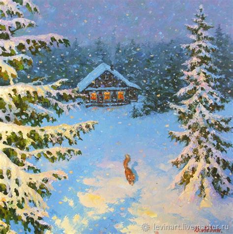 Картина маслом Дома лучше Зимний пейзаж в интернет магазине на Ярмарке Мастеров Картины